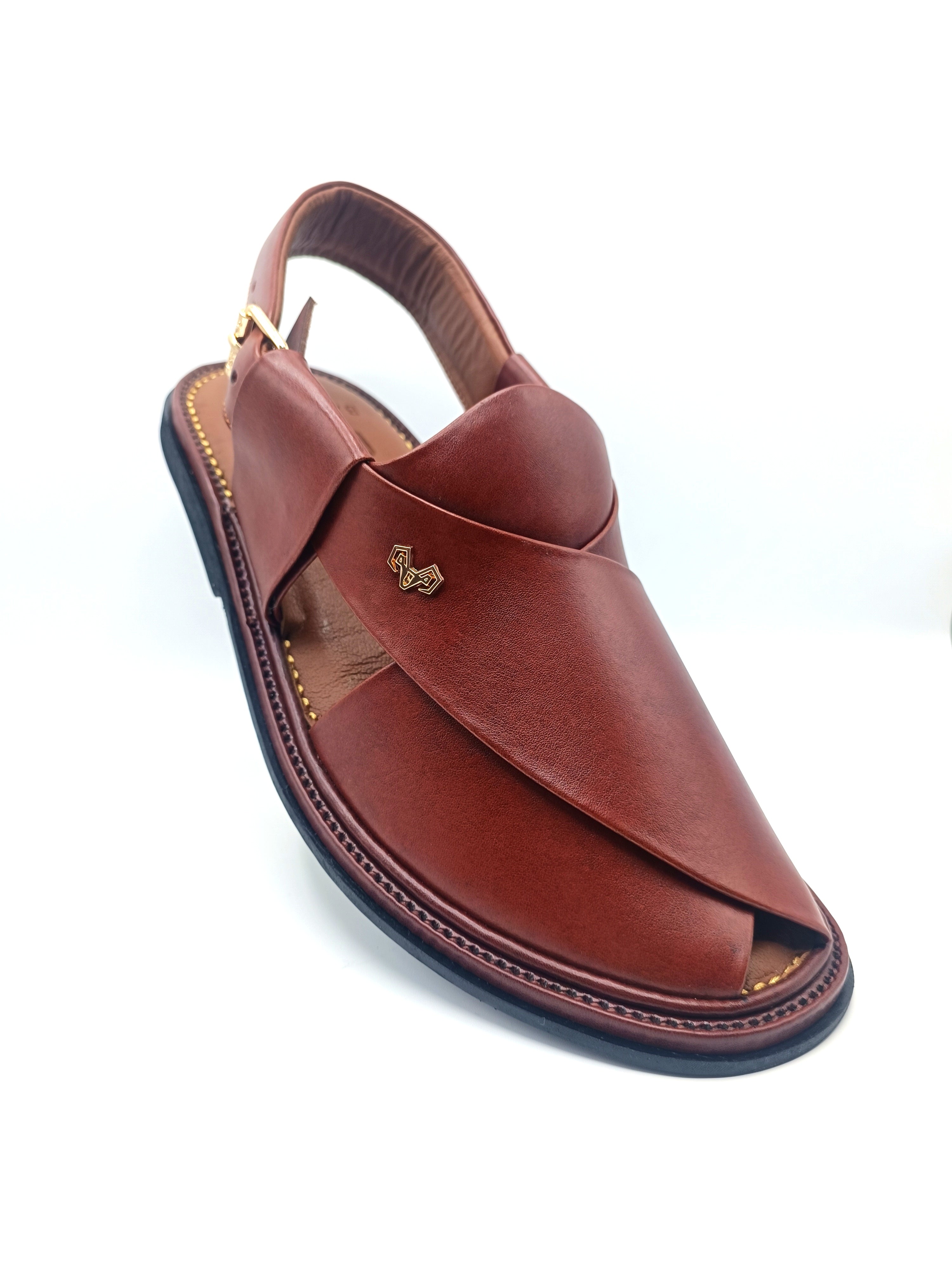 Luxury Round Shape Red Maroon Peshawari Chappal – Bannuci